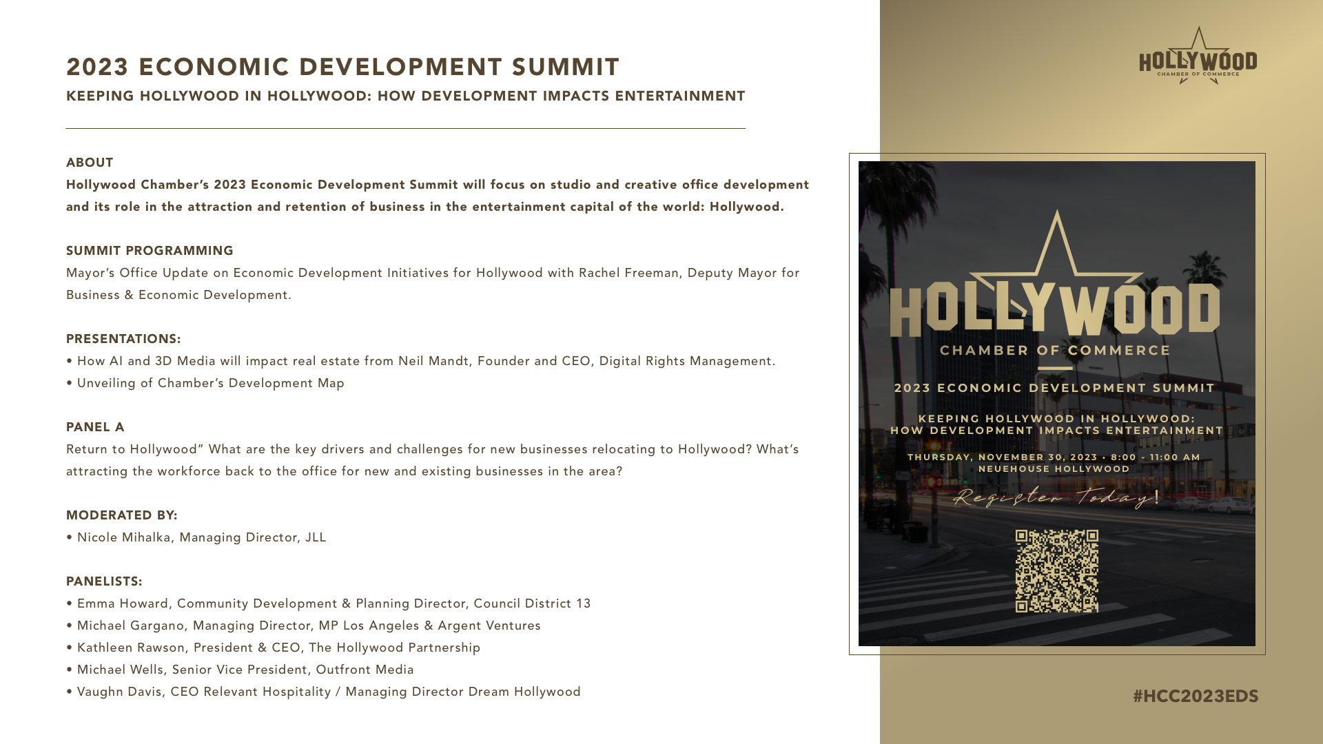 THE HOLLYWOOD CHAMBER’S 2023 ECONOMIC DEVELOPMENT SUMMIT | Hollywood ...